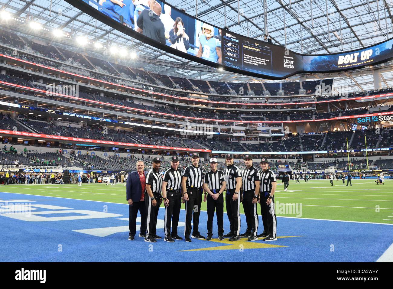 The referee crew including from left, replay official Matt Sumstine ...