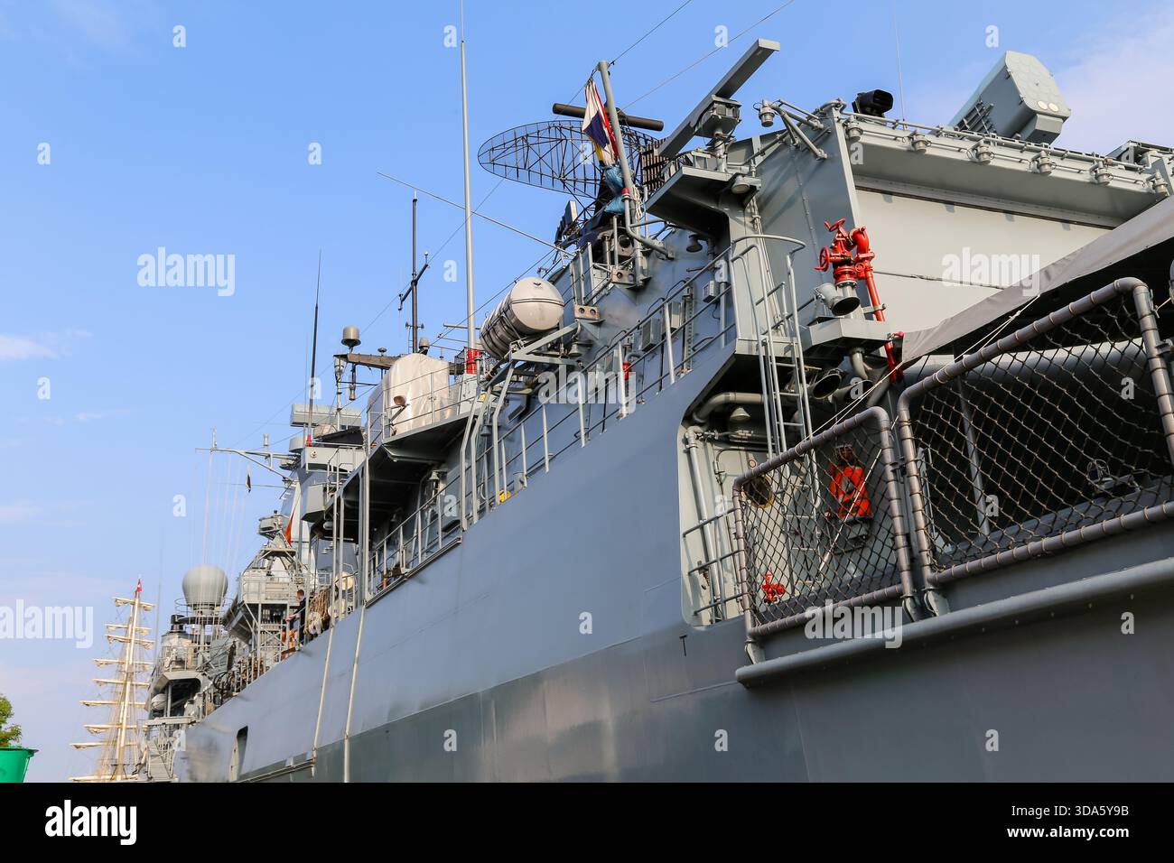 German naval warship moored in the harbor at Wilhelmshaven, a major ...