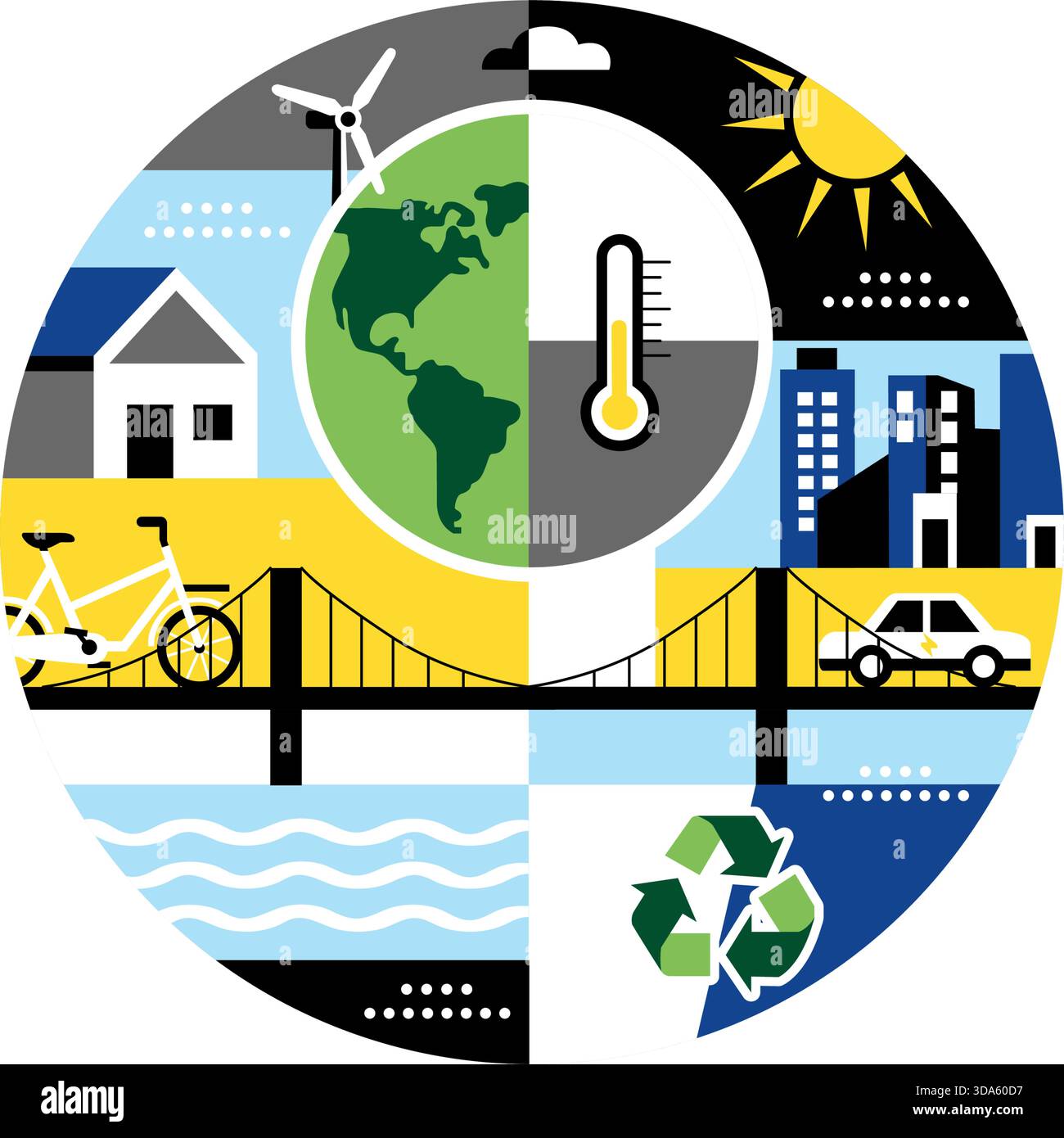 Climate Action Vector Illustration Featuring Global Earth Environment ...
