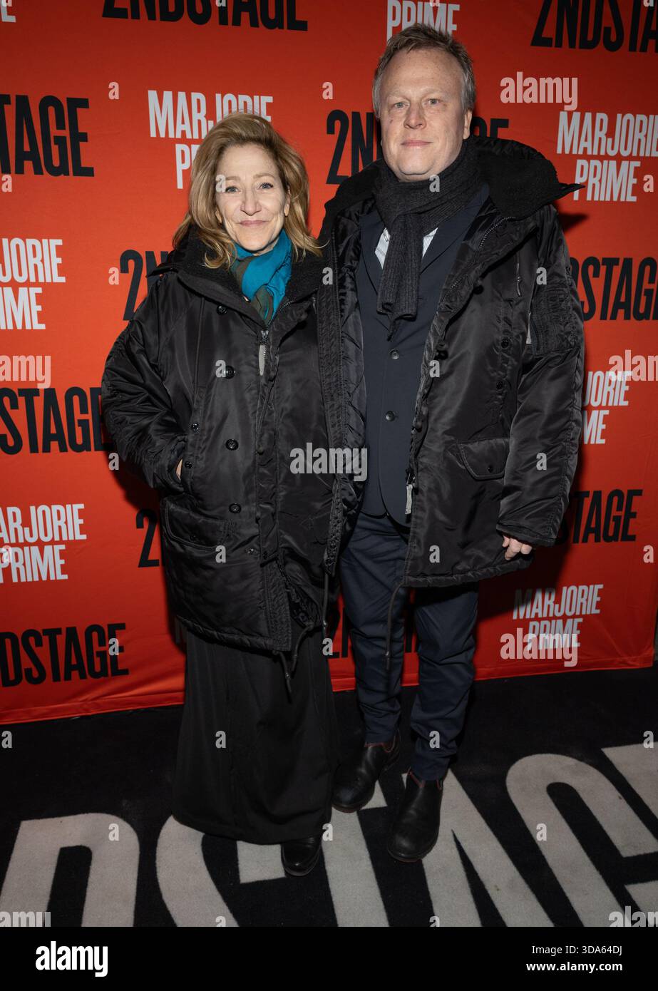 Edie Falco, left, and Keith Cotton attend the "Marjorie Prime" Broadway ...