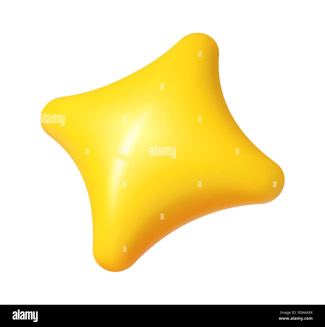 Yellow 3d rounded star or spark realistic form. Glossy star balloon 3d ...