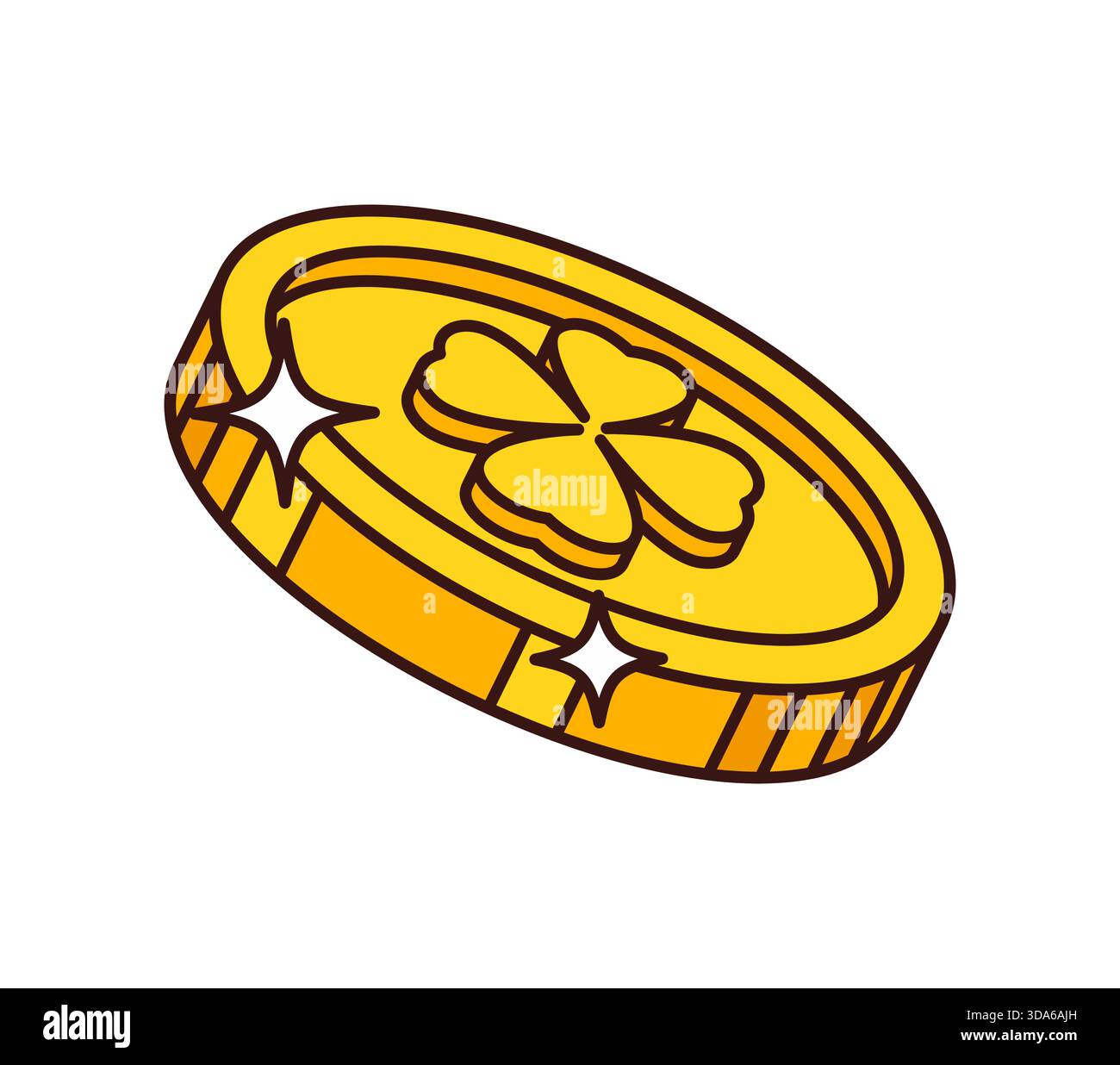 Cartoon Irish golden lucky coin, St Patrick day gold of leprechaun with ...