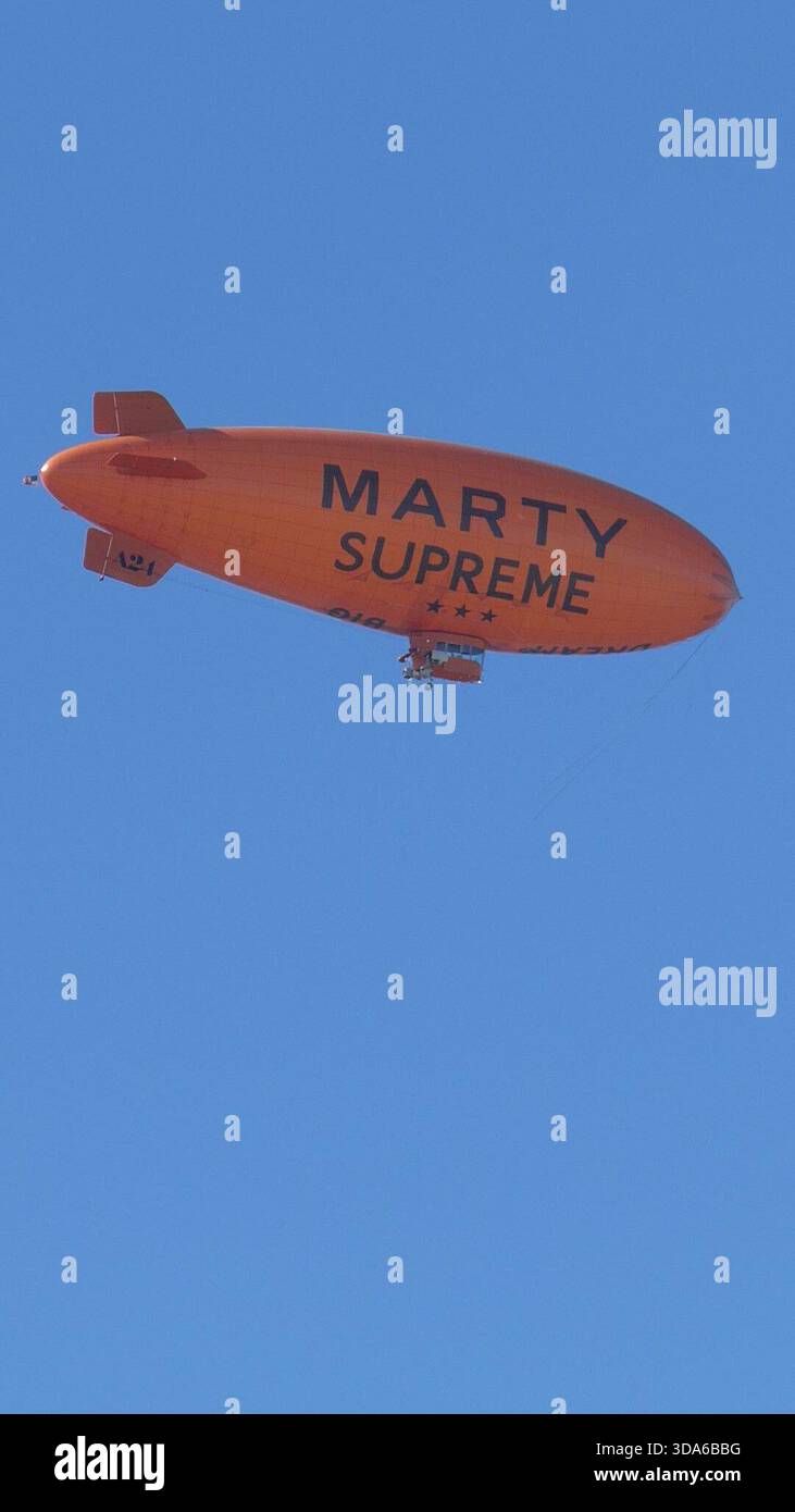 Los Angeles, California, USA 8th December 2025 A24 Marty Supreme Blimp ...
