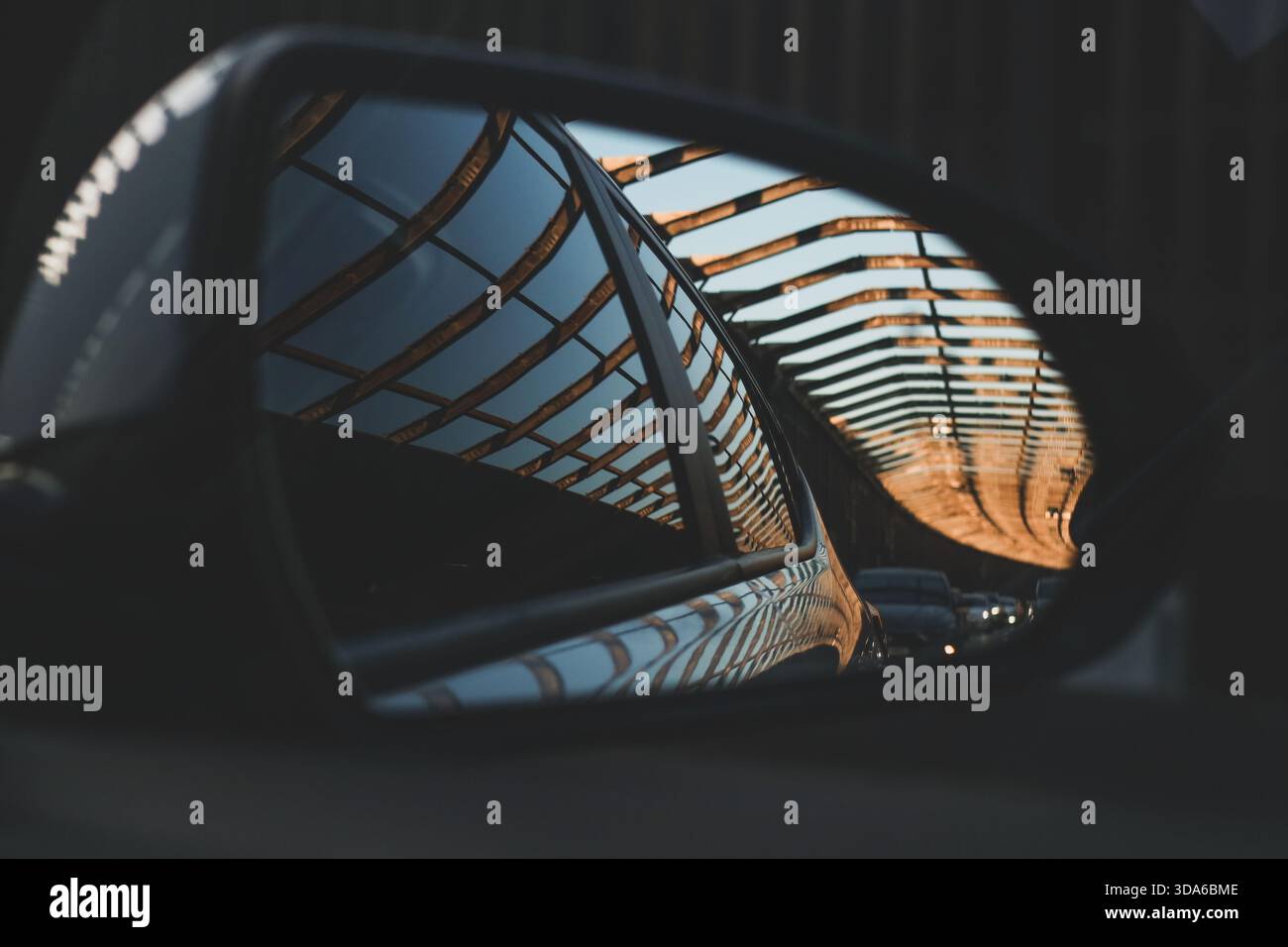 High-Speed Tunnel View Reflected in a Vehicle Side Mirror Stock Photo ...