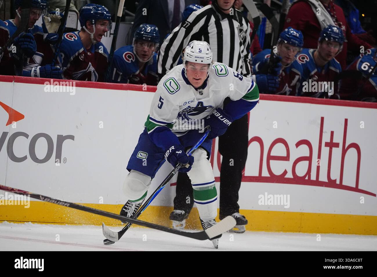 Vancouver Canucks defenseman Tom Willander (5) in the second period of ...