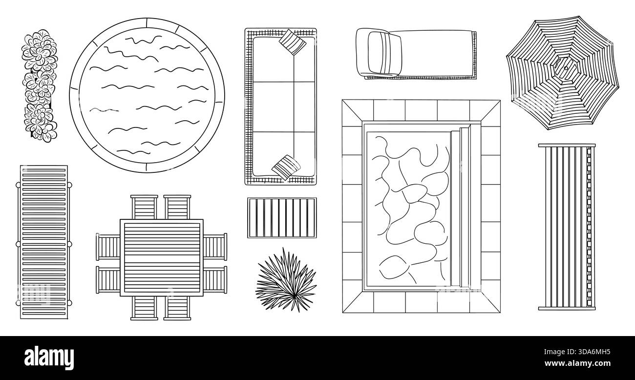 Poolside vector Cut Out Stock Images & Pictures - Alamy