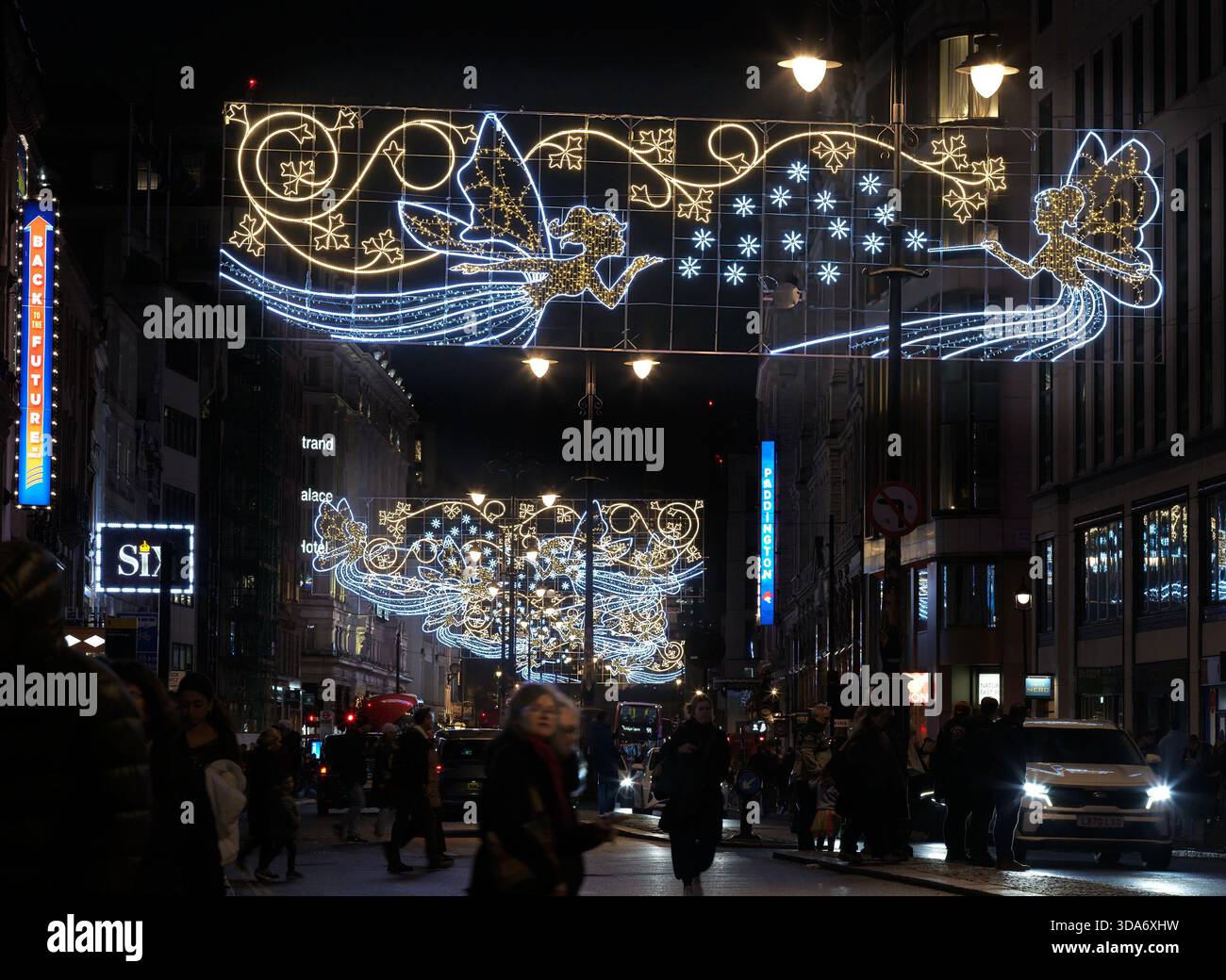 Celebratory lighting (Fairy Godmother and Cinderella) over the Strand ...