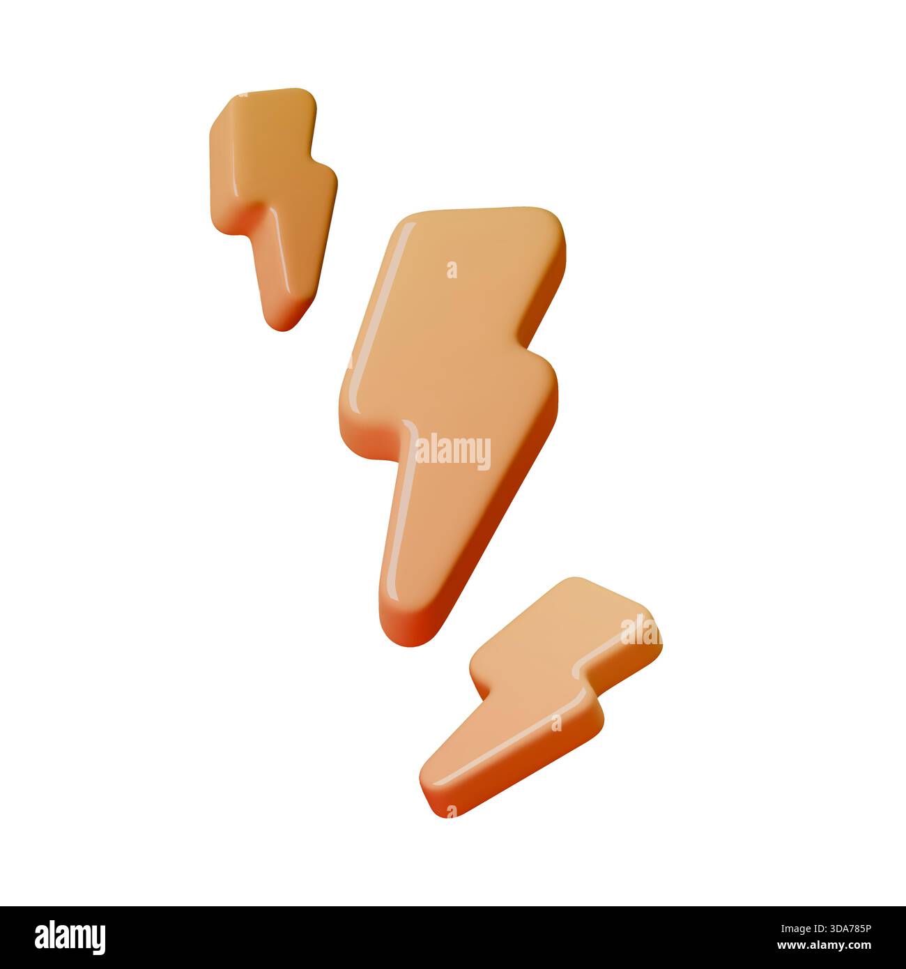 Gaming yellow lightning bolts 3D vector technology symbol. Technology ...
