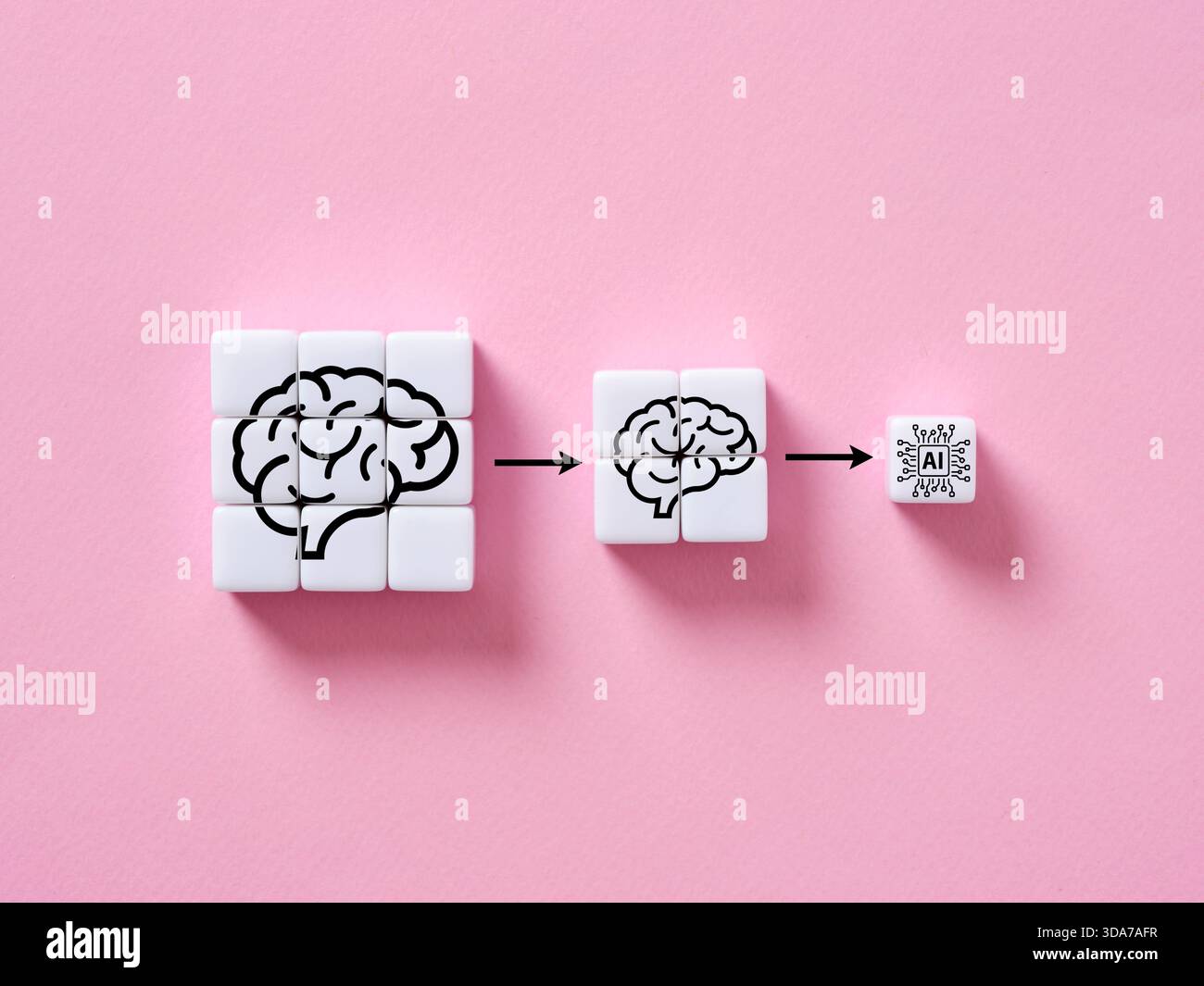 Human brain symbol evolving into an AI chip, symbolizing the shrinkage ...