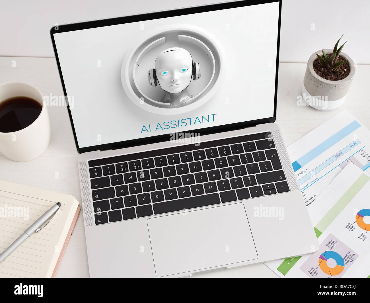 Laptop screen showing AI assistant and chatbot technology, representing ...