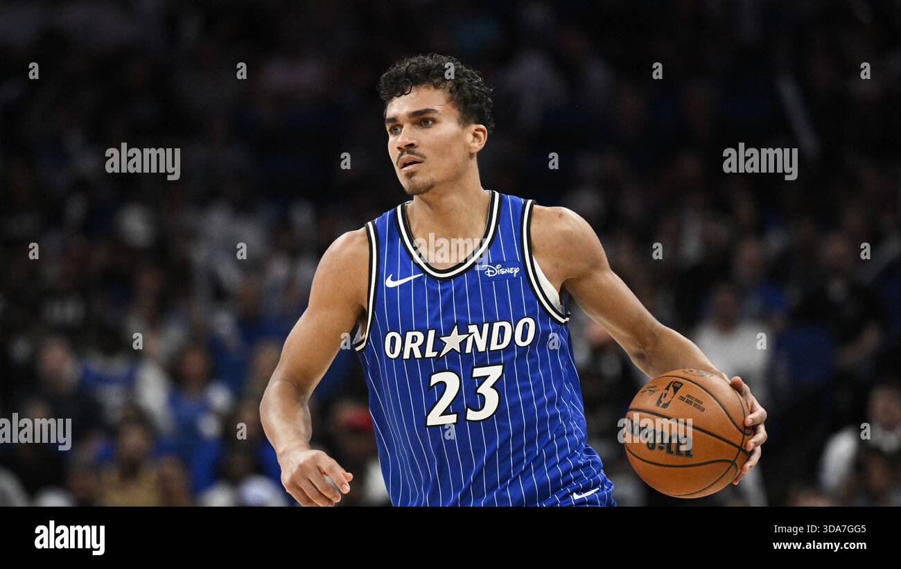 Orlando Magic forward Tristan da Silva (23) brings the ball up the ...