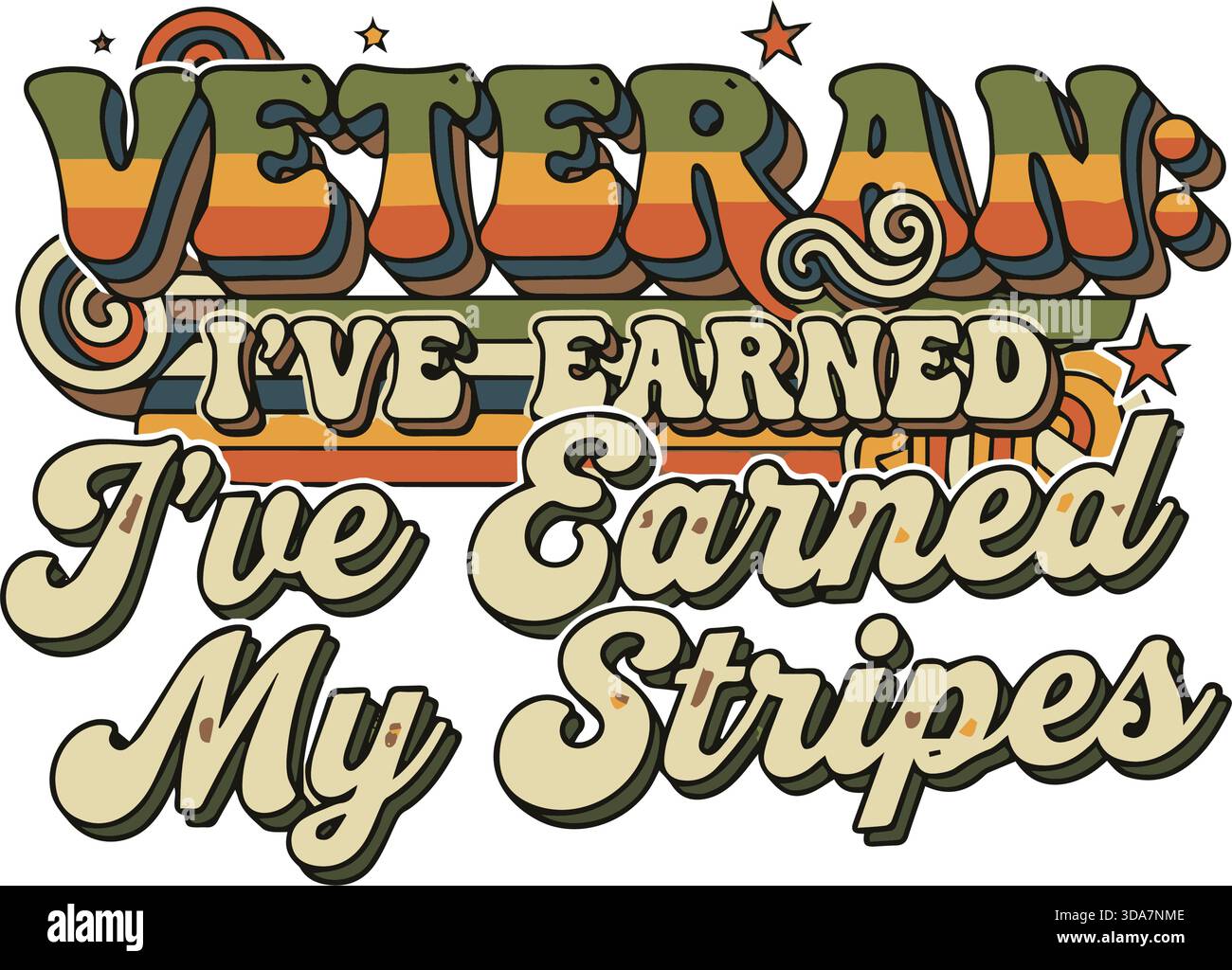 Retro Veteran I've Earned My Stripes T-Shirt Design Stock Vector Image ...