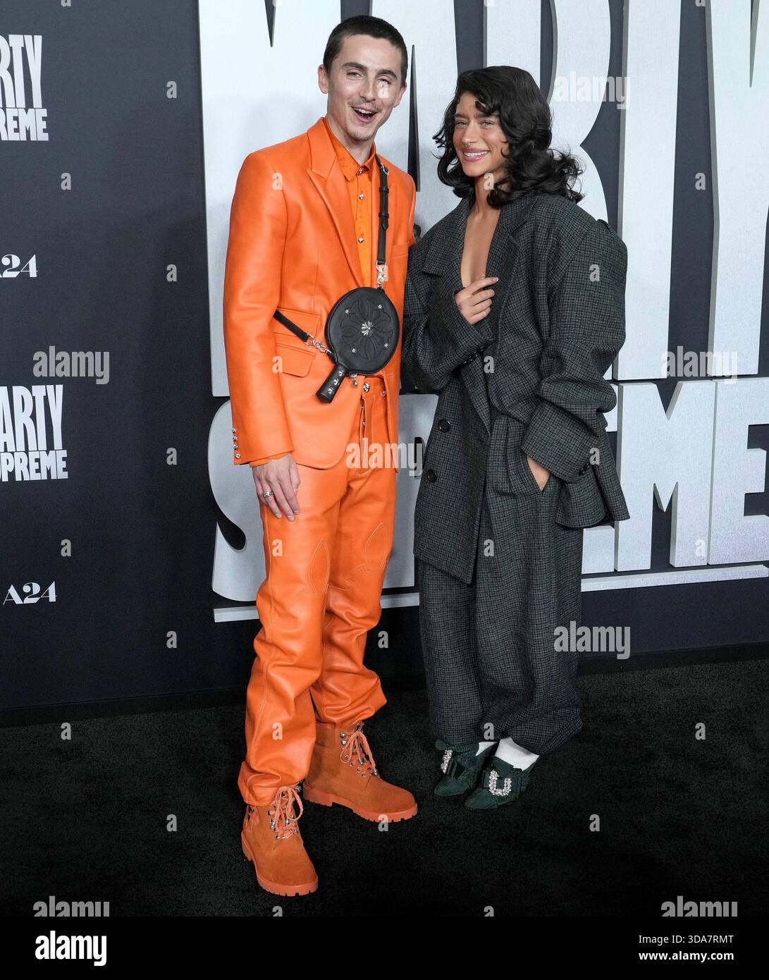 (L-R) Timothée Chalamet and Odessa A'zion at the A24's MARTY SUPREME ...