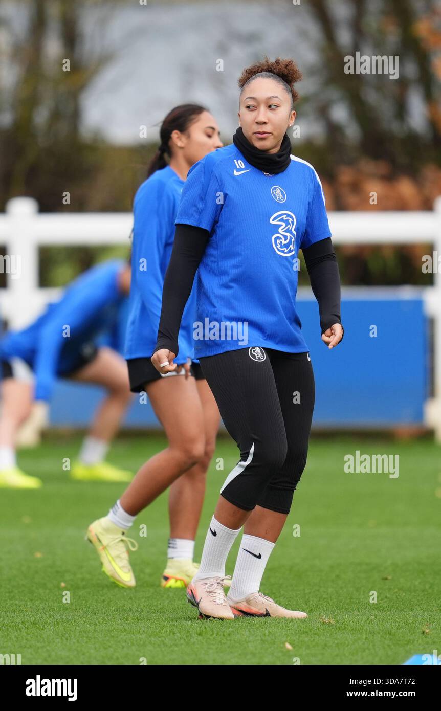 Chelsea's Lauren James during a training session at Cobham Training ...