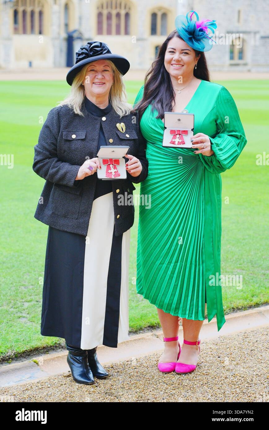 Alison Madgin (left) and Carly Barrett after being made Members of the ...