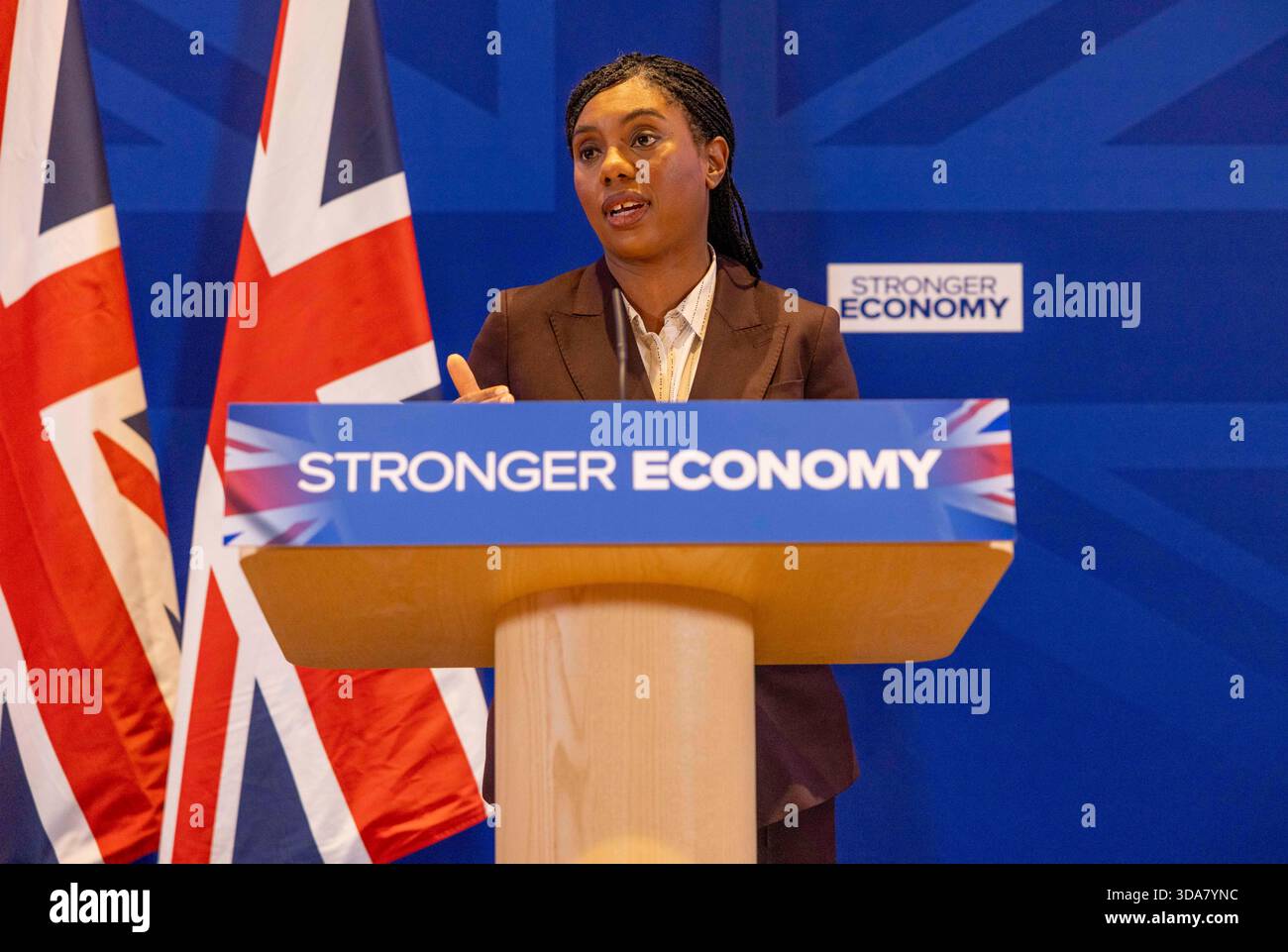 London, UK 9th Dec 2025 Conservative Leader Kemi Badenoch, delivers a speech on the economy ...