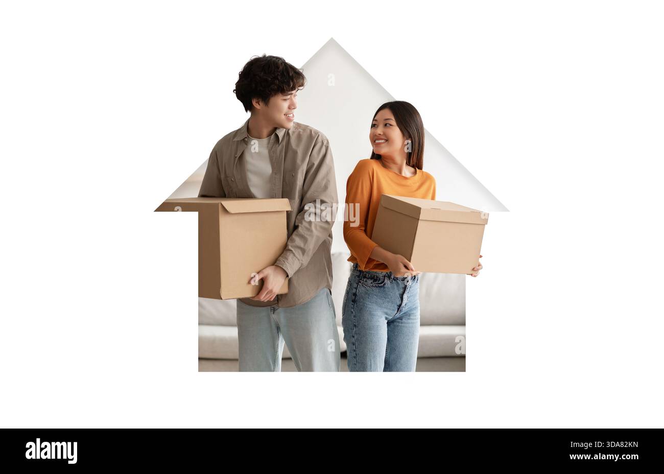 Boxes furniture new home Cut Out Stock Images & Pictures - Alamy