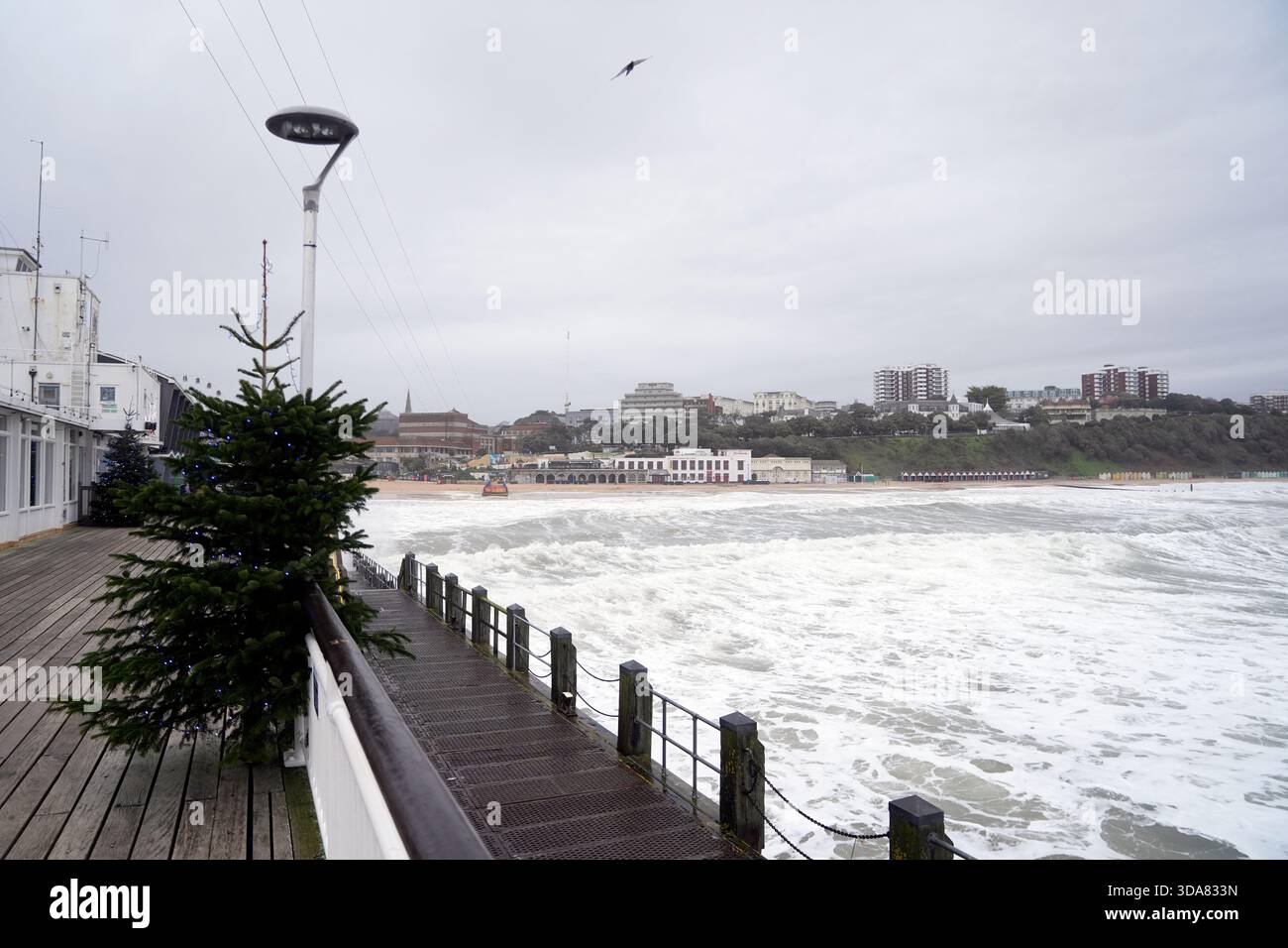 Rough seas at Bournemouth beach. The Met Office has issued a "danger to ...