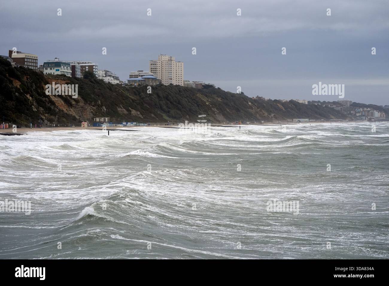 Rough seas at Bournemouth beach. The Met Office has issued a "danger to ...