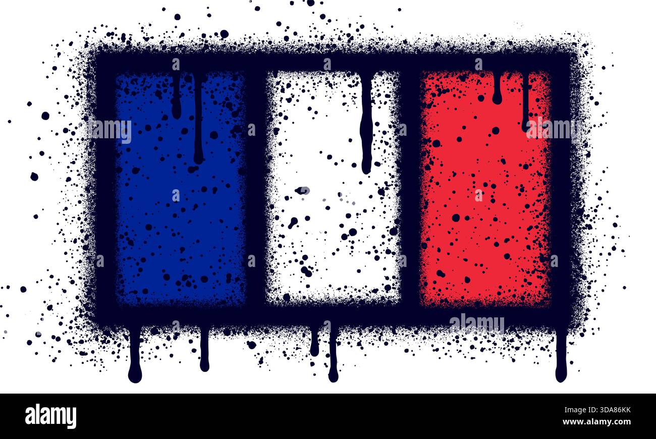 French flag in graffiti style with black spray paint Stock Vector Image ...