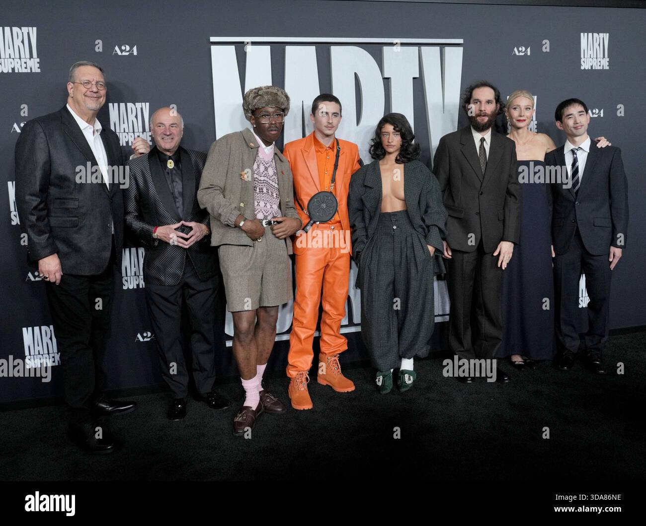 (L-R) MARTY SUPREME Cast & Crew - Penn Jillette, Kevin O'Leary, Tyler ...