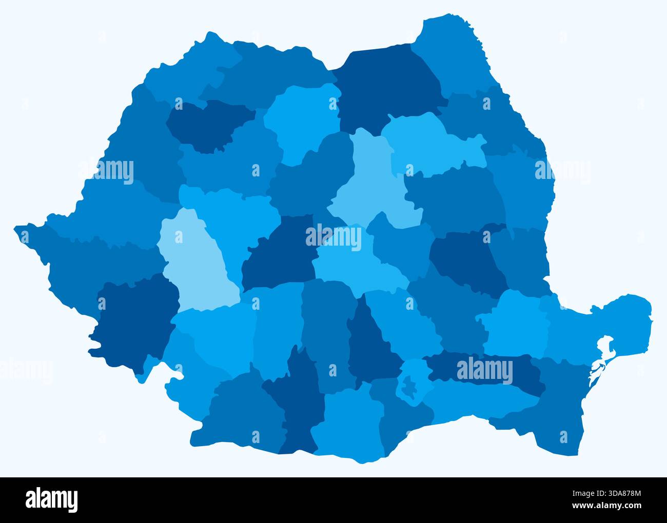 Map of Romania with regions. A simple country border map with regional ...