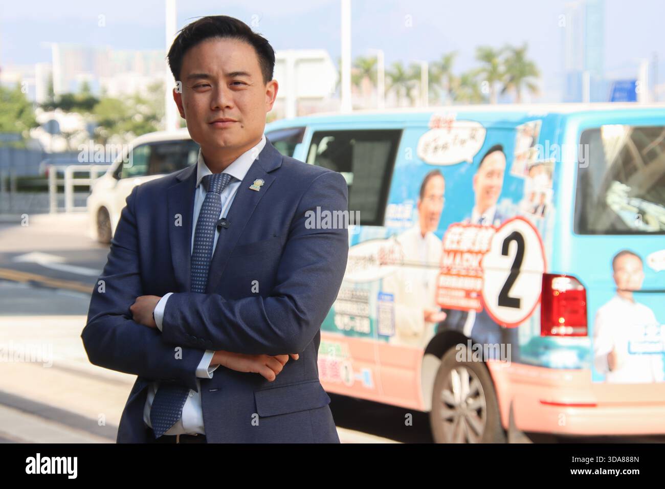 Mark Chong Ho-fung, Member-elect of the 8th Legislative Council, posing ...