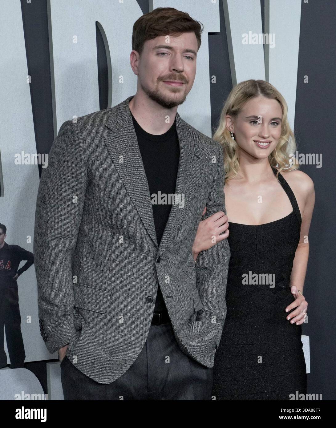 (L-R) MrBeast and Thea Booysen at the A24's MARTY SUPREME Los Angeles ...