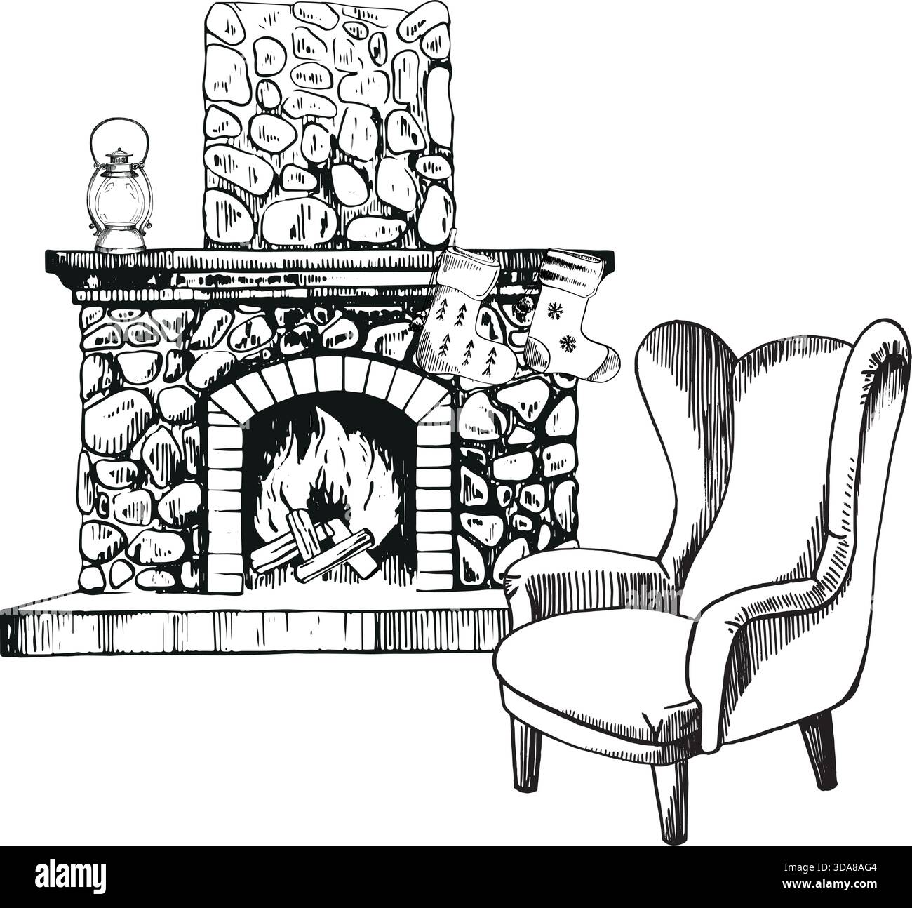 Winter stockings christmas stockings Black and White Stock Photos ...