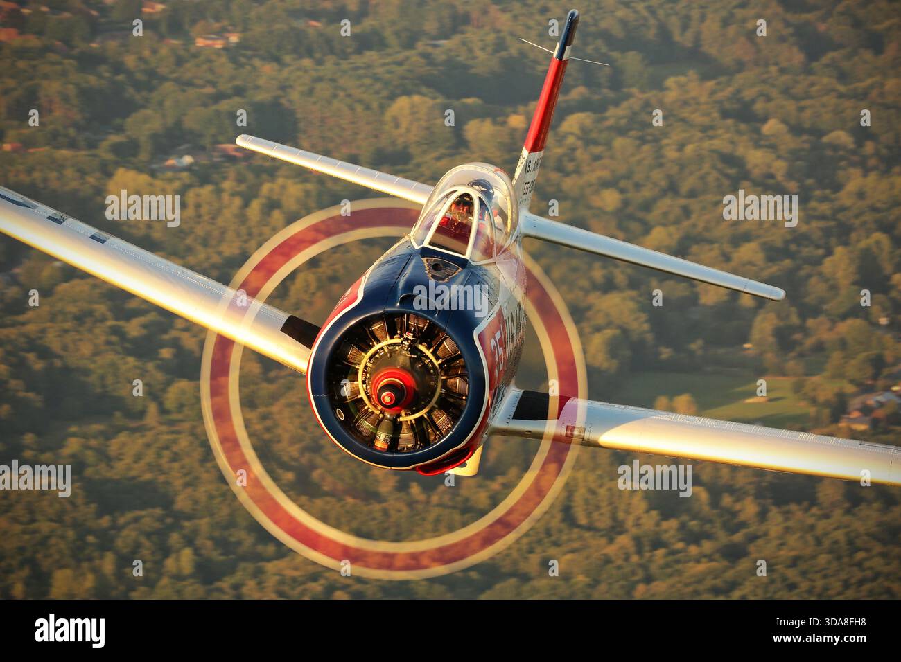 Air-to-air close-up of a North American T-28B Trojan, N1328B, serial 55 ...