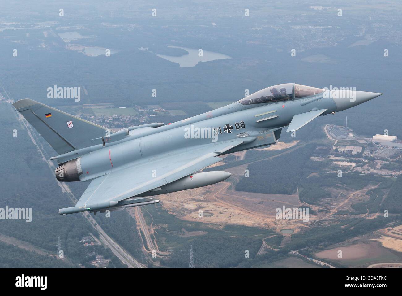 A clear air-to-air view of a German Air Force Eurofighter Typhoon ...