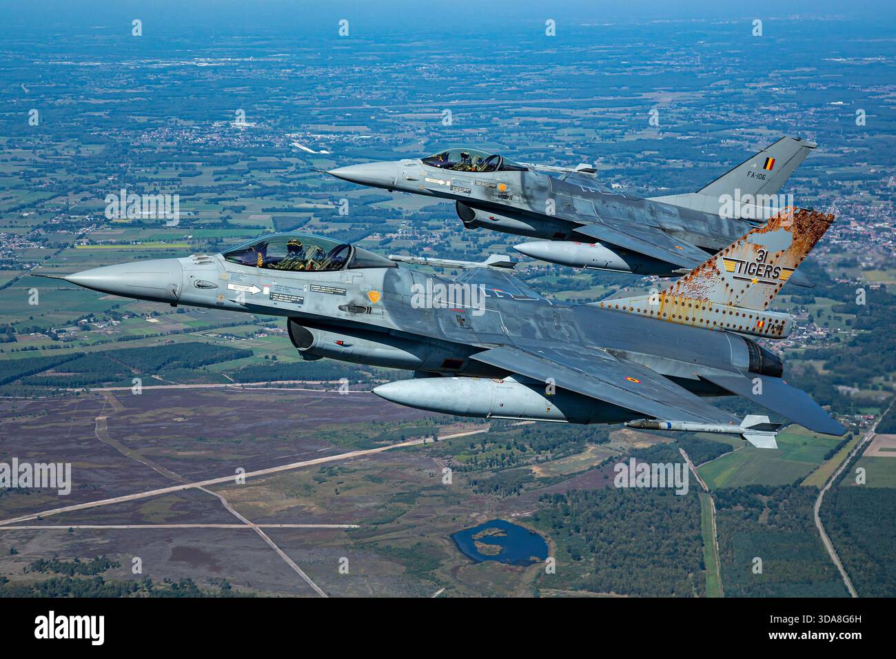 Tiger Squadron F-16 Fighting Falcons, FA-106 and FA-116, of the Belgian ...