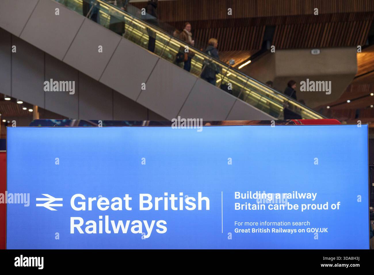 Signage to launch the newly-created Great British Railways (GBR) which has been launched at ...