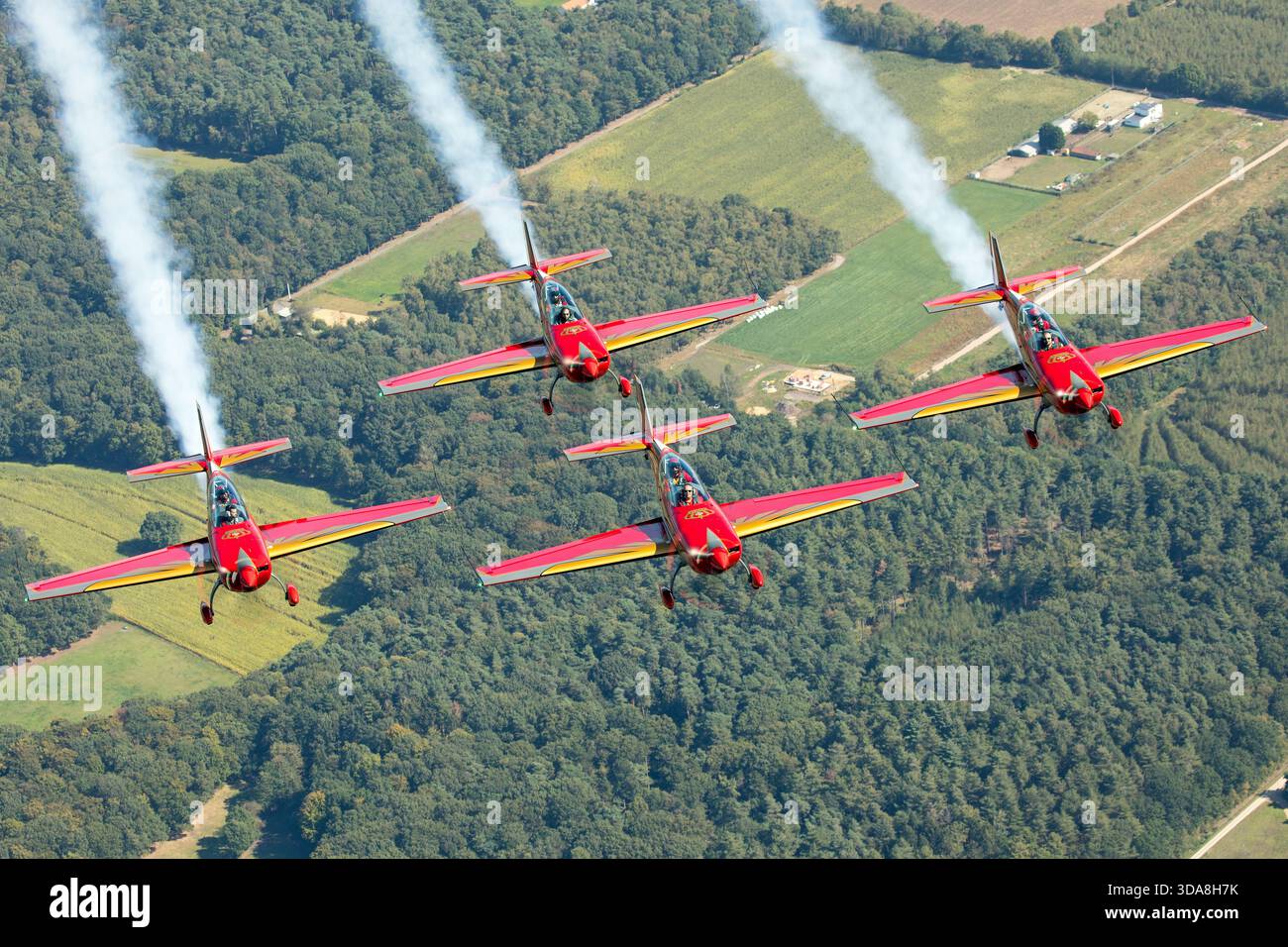 Air-to-air photograph capturing four Royal Jordanian Falcons Extra ...