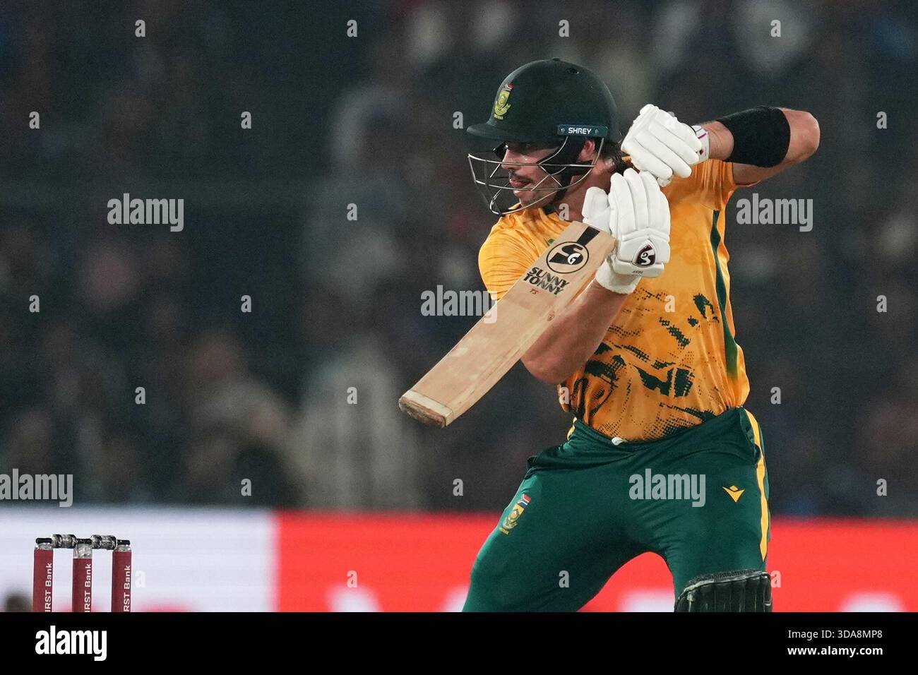 South Africa's Tristan Stubbs plays a shot during the first T20 ...