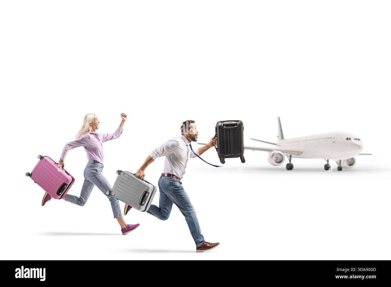 Woman on flight happy Cut Out Stock Images & Pictures - Alamy