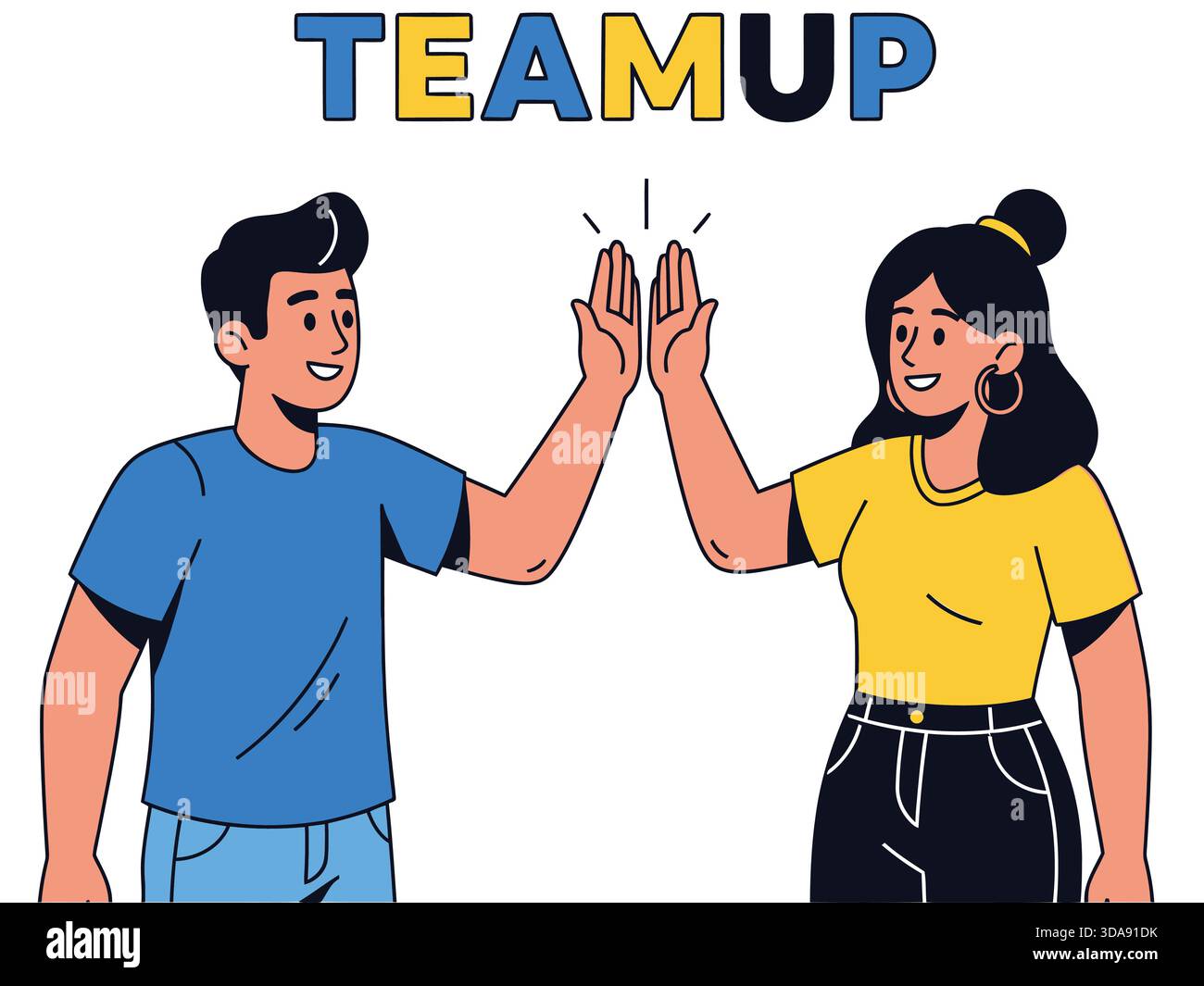 Team celebration high five motivation Stock Vector Images - Alamy