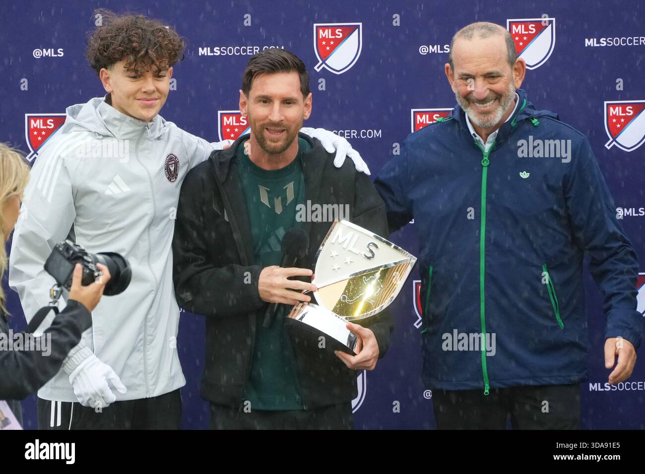 Inter Miami forward Lionel Messi poses with the MLS MVP Award Tuesday ...