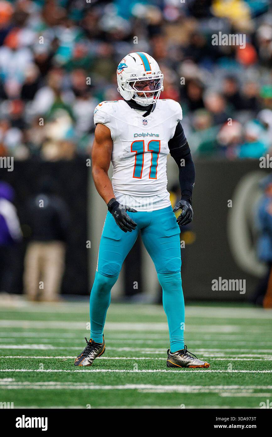 Miami Dolphins safety Dante Trader Jr. (11) lines up for play during an ...