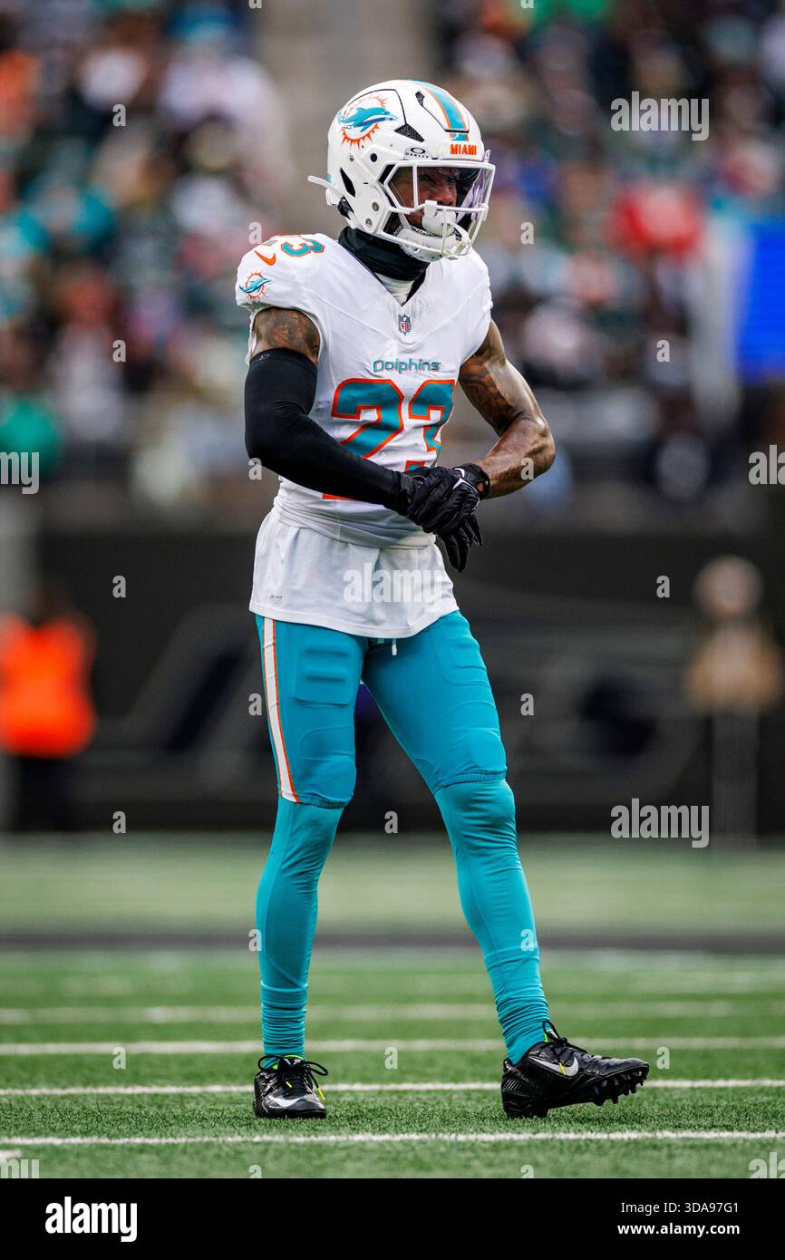 Miami Dolphins cornerback Jack Jones (23) lines up for a play during an ...
