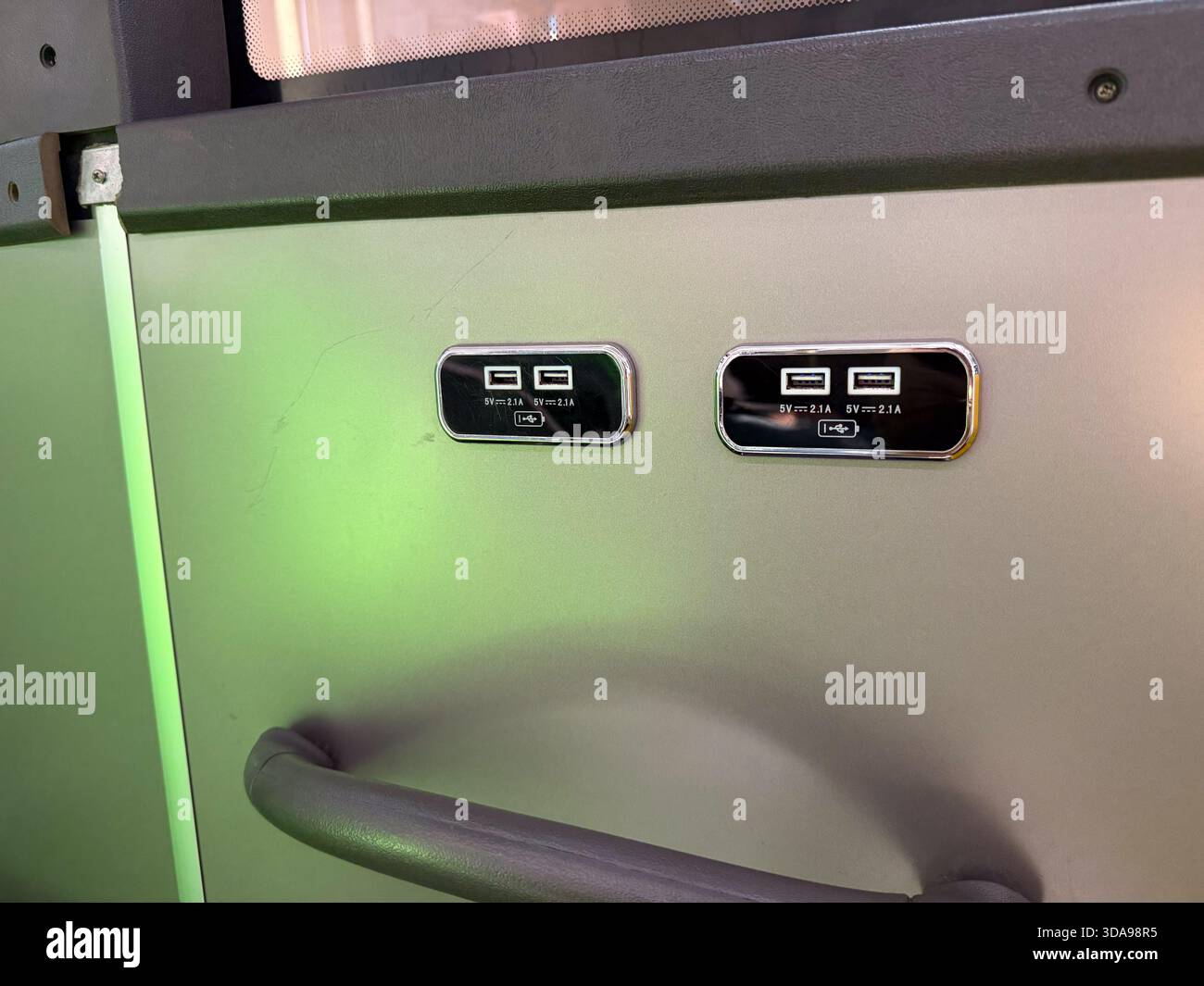 USB charging ports inside city bus for passenger convenience ...