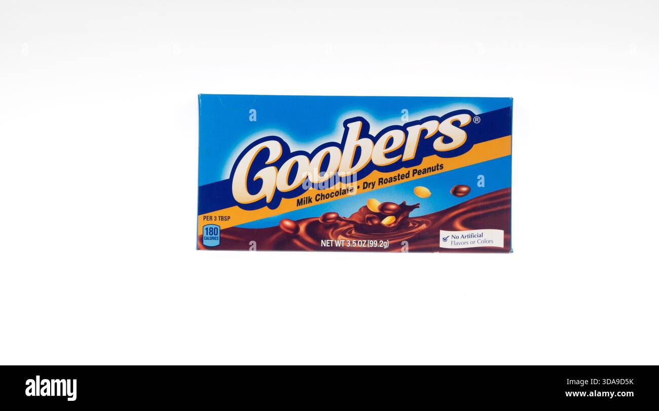 Box of Goobers Chocolate Covered Peanuts Candy on white background made ...