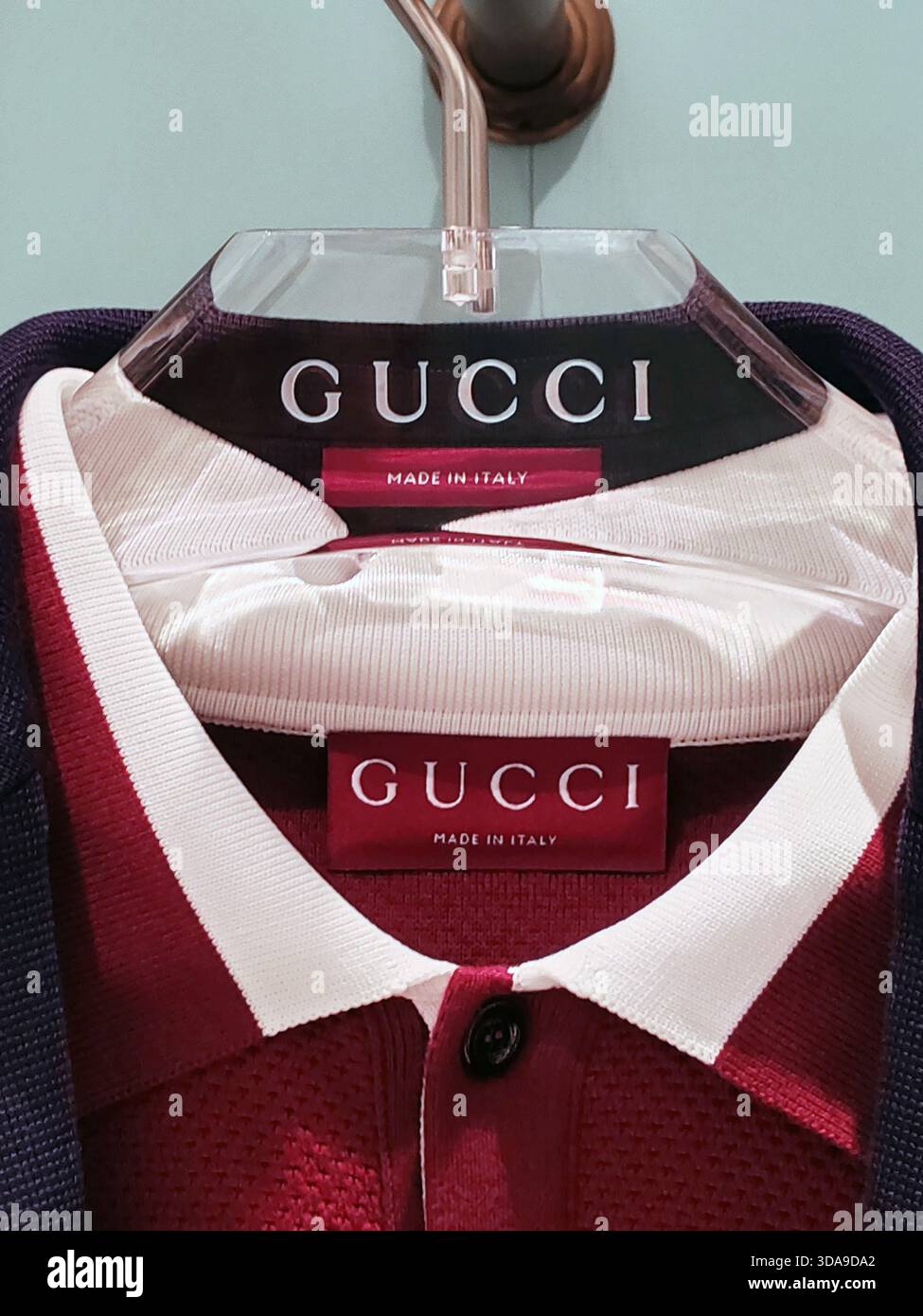 Cannes, France - June 7, 2025: Close-up of Gucci clothing label and ...
