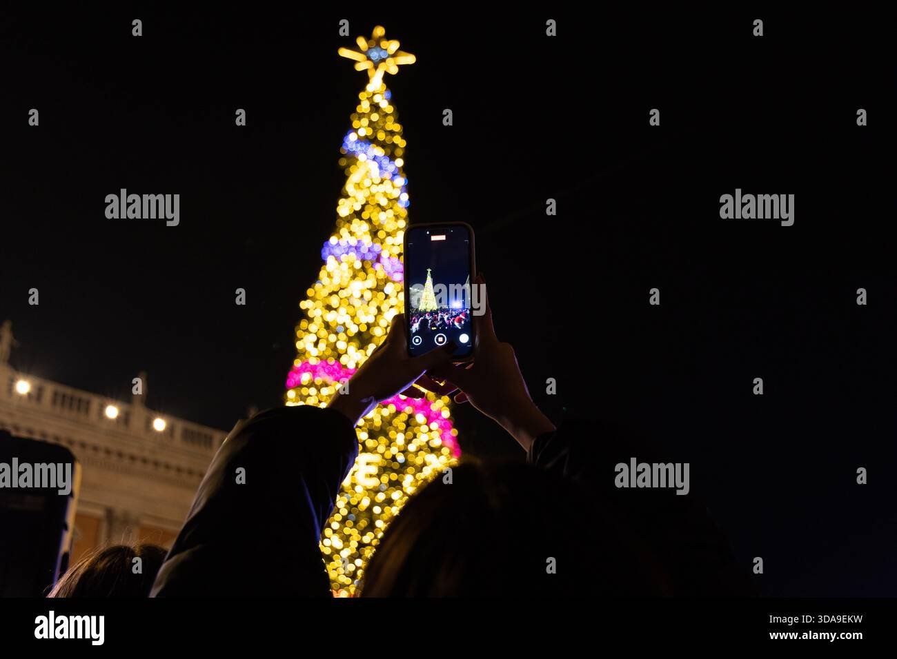 Lighting of the Tree of Peace in Piazza del Campidoglio in Rome Stock ...