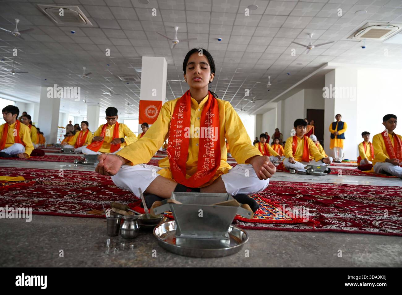 GURUGRAM, INDIA - DECEMBER 9: Students of DAV Public School perform a ...