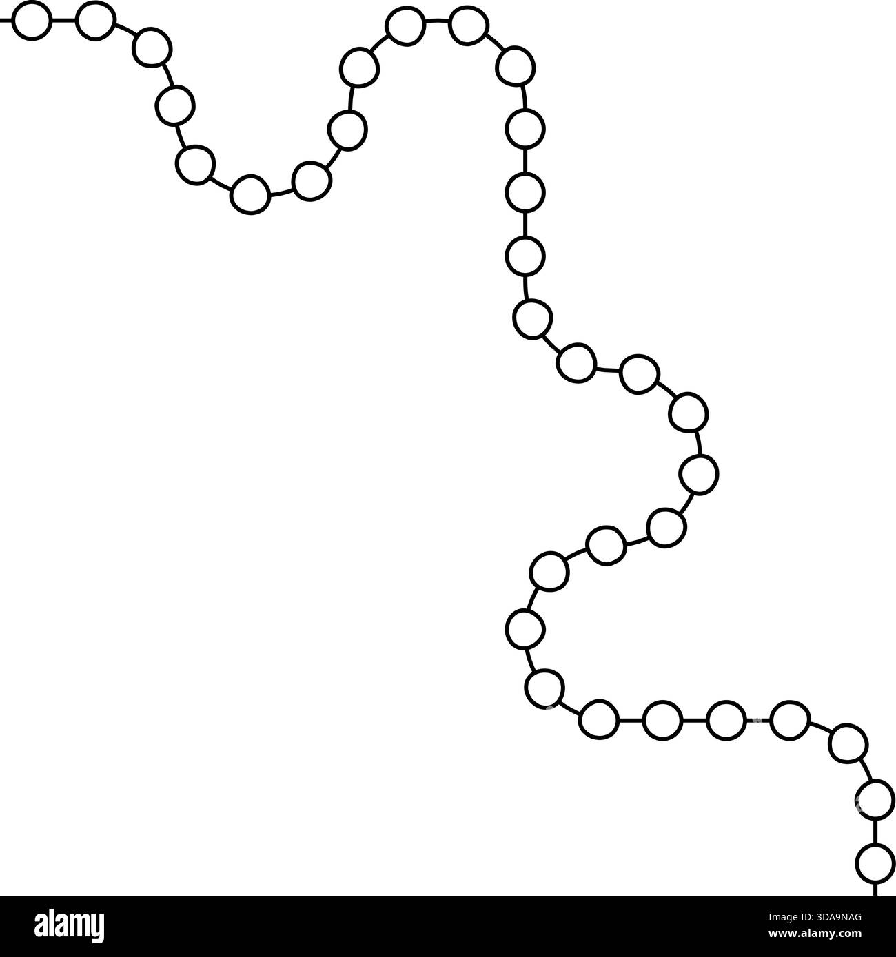 Circular nodes follow a trail shaped like a sinusoidal wave with ...