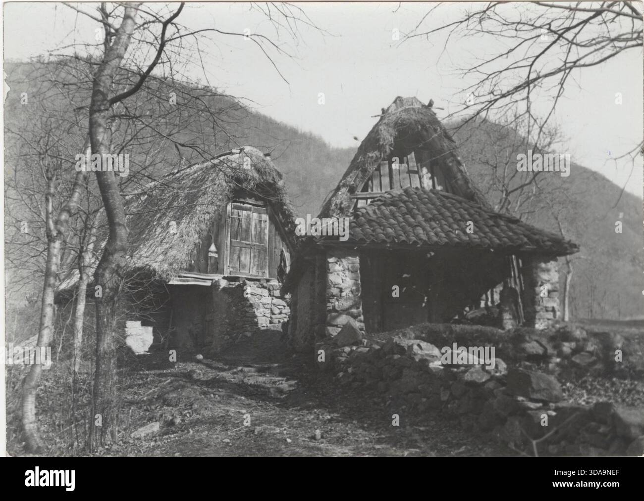 Typical lodges in Monte Barone 1954. Valsessera, Italy Stock Photo - Alamy
