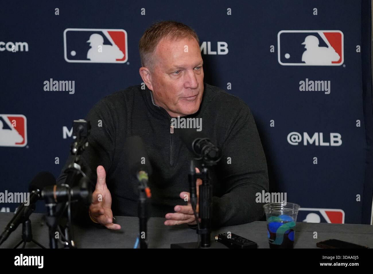 Milwaukee Brewers manager Pat Murphy speaks during a news conference at ...