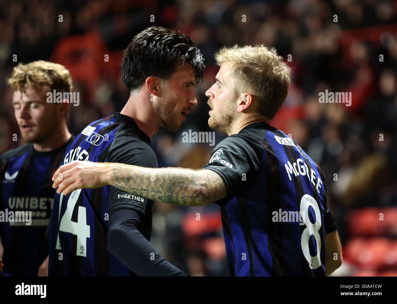 Middlesbrough's Riley McGree (right) celebrates scoring their side's ...
