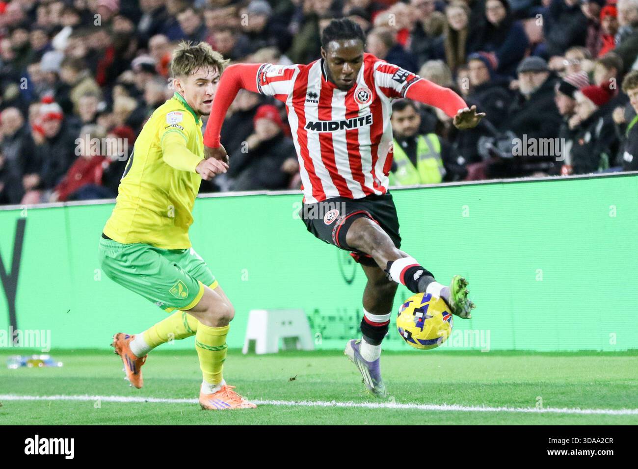 Femi Seriki (38 Sheffield United) controls the ball during the EFL Sky ...